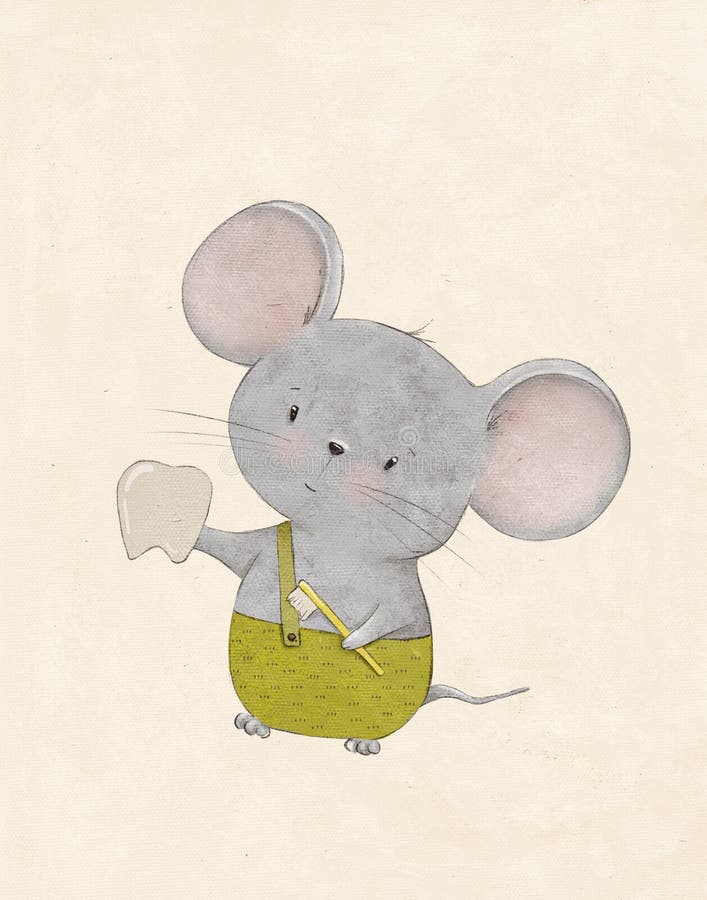 Drawing of a Mouse with a Tooth and a Toothbrush, Tooth Fairy Stock ...