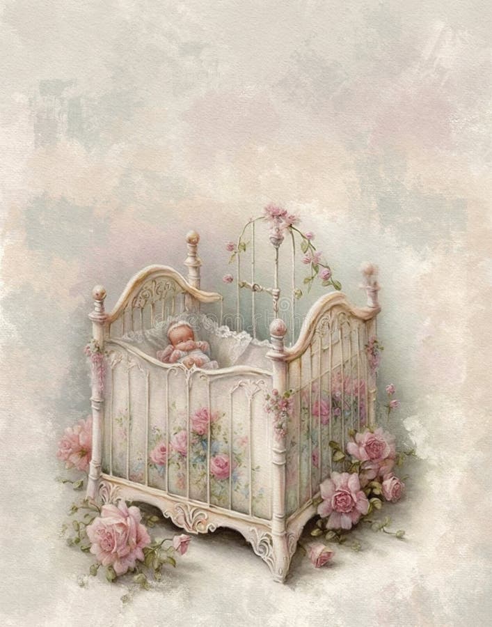 Vintage Children S Cradle, Retro Style of the Crib, Sleep Time Stock ...