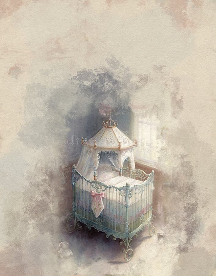 Vintage Children S Cradle, Retro Style of the Crib, Sleep Time Stock ...