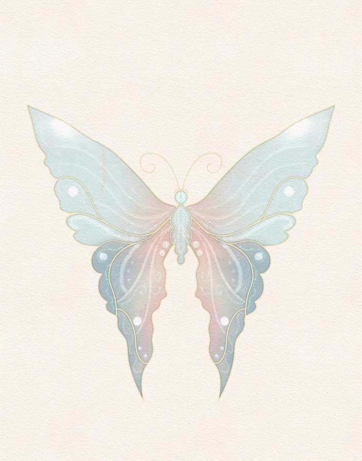 Butterfly Pastel Vintage Drawing, Butterfly Wings Stock Illustration ...
