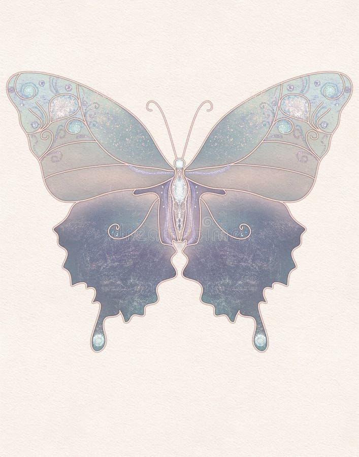 Butterfly Pastel Vintage Drawing, Butterfly Wings Stock Illustration ...