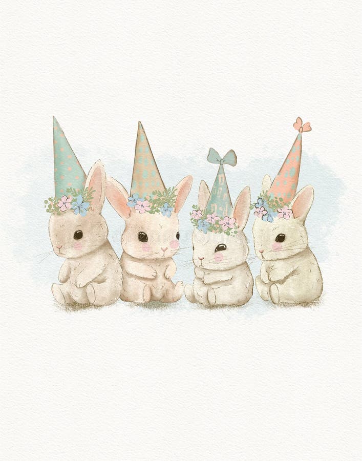 Pastel Vintage Bunny Drawing, Easter Bunny, Shabby Chic Drawing ...