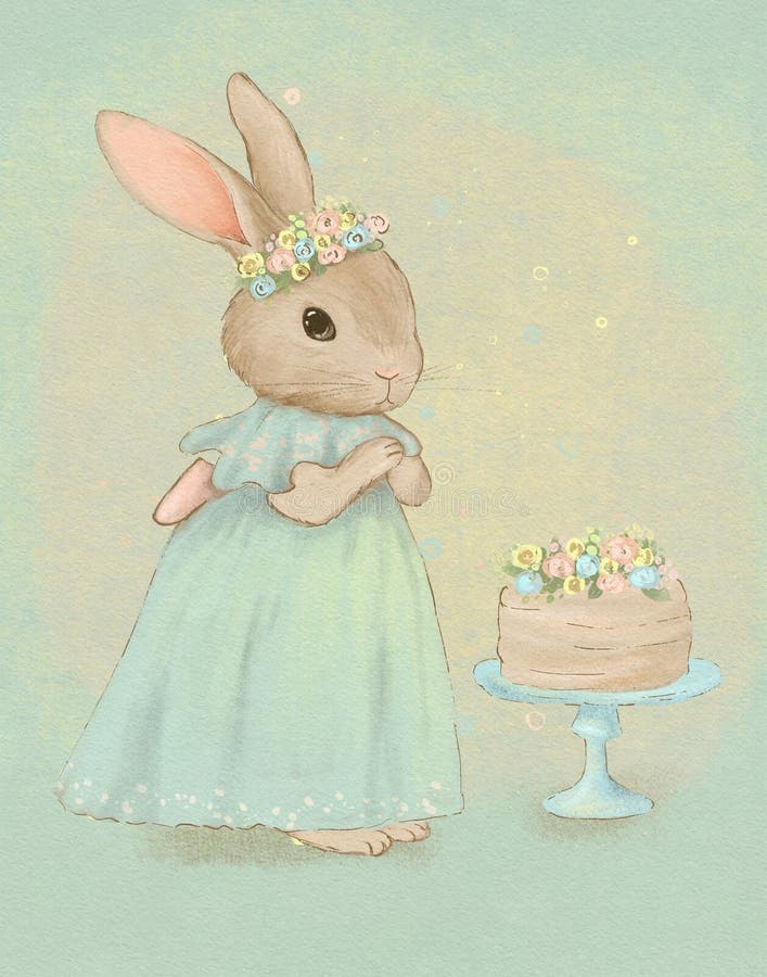 Pastel Vintage Bunny Drawing, Easter Bunny, Woodland Animal ...