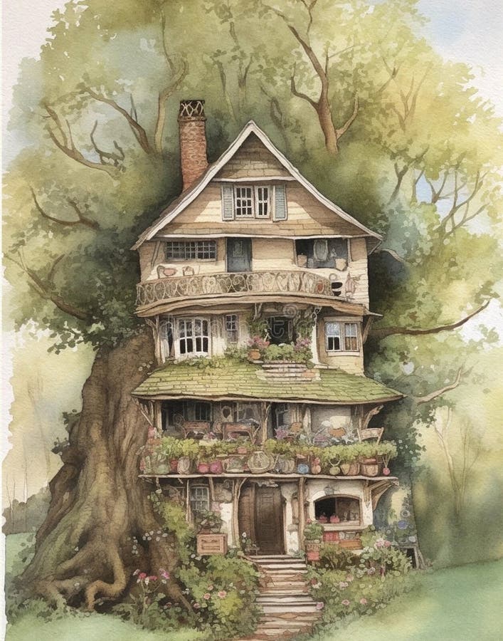 Watercolor Drawing of a Chef Rabbit in the Kitchen, Vintage Card with ...