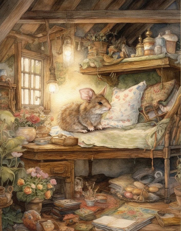 Watercolor Vintage Drawing Children S Book Illustration Family of Mice ...