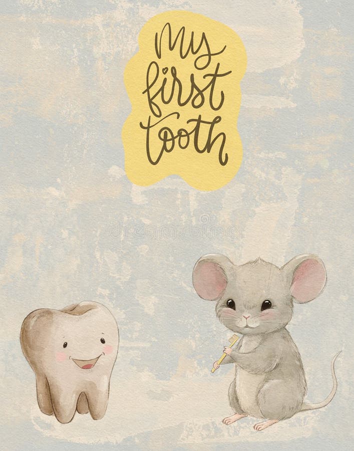 First Tooth Party Card with Baby Animal Stock Photo - Image of fluffy ...