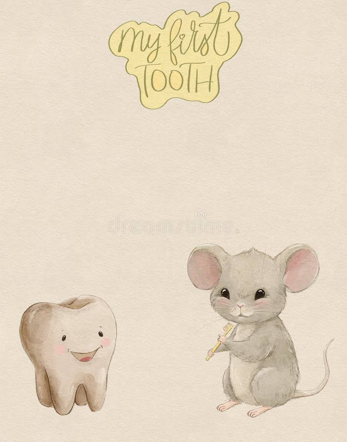 First Tooth Party Card with Baby Animal Stock Photo - Image of clipart ...