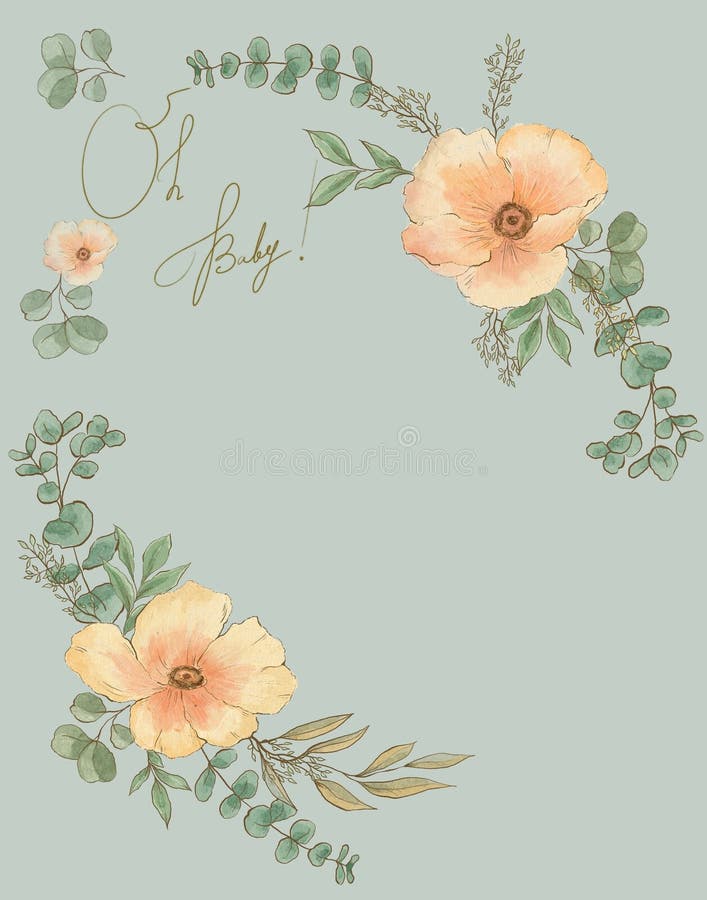 Holiday Invitation, Greeting Card Floral, Floral Frame Pastel Colors ...