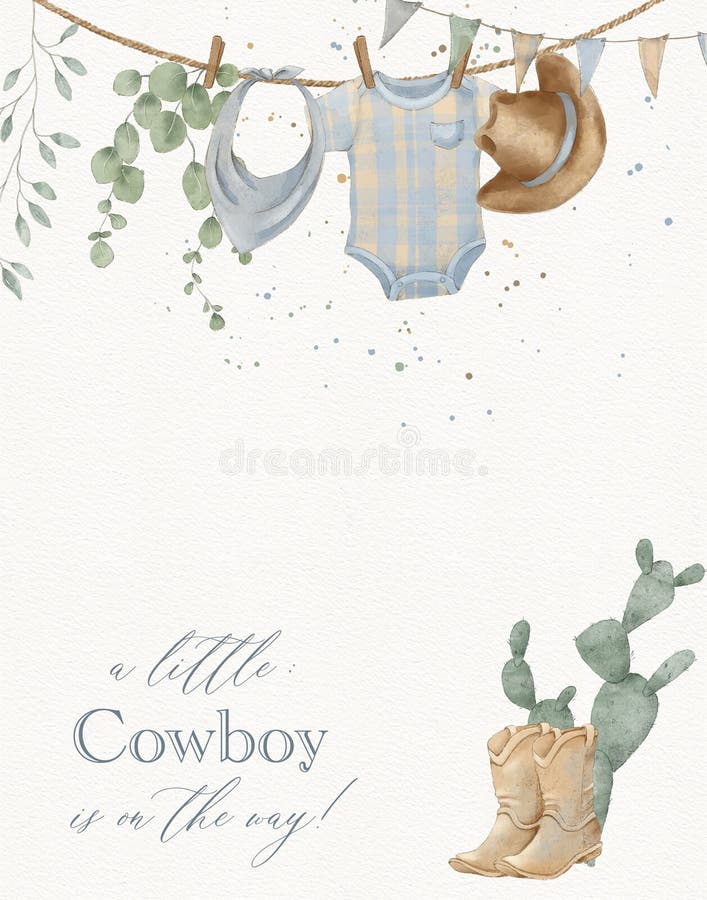 Wild West Kids Party Invitation – Soft Pastel Cowboy Theme Stock ...