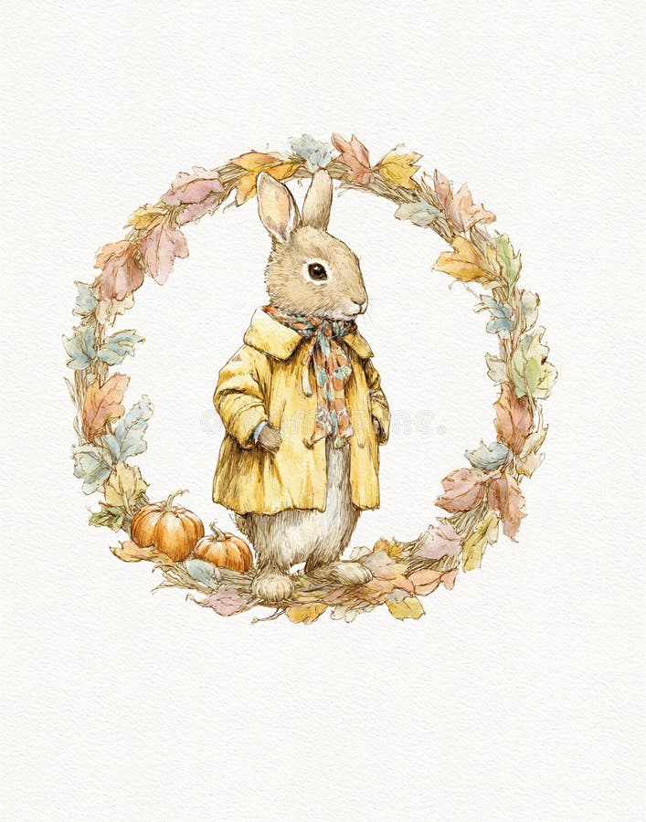 Whimsical Vintage Watercolor Animal Rabbit Stock Illustration ...