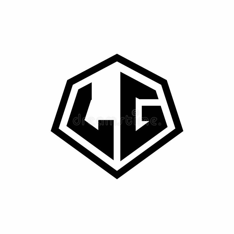LG Monogram Logo with Hexagon Shape and Line Rounded Style Design ...