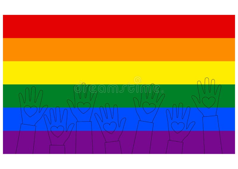 Lgbt旗帜. 举起双手，心形轮廓. 模板设计矢量图插图. 爱赢. Lgbt标志 库存例证 - 插画 包括有 橙色, 象征: 192150800