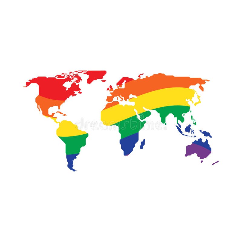 LGBT Community Symbol on World Map Flat Design Stock Illustration ...