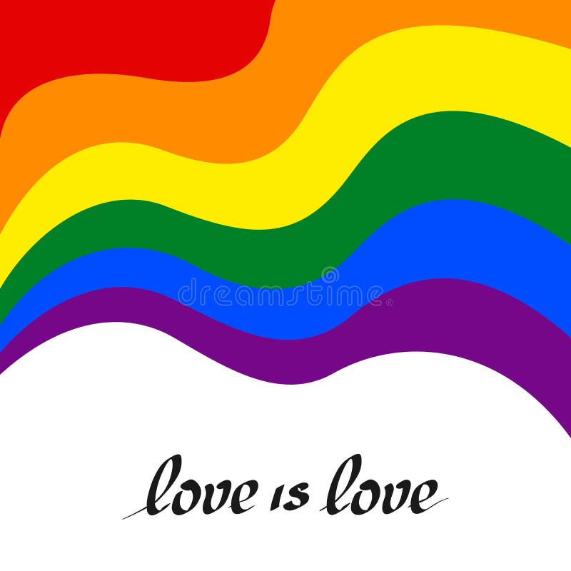 Lgbt Concept Heart Shape In Lgbtq Flag Colors Text Love Is Love Icon