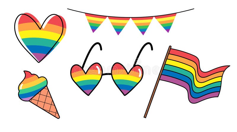 LGBT Element Set. Pride Month. Stock Vector - Illustration of symbol ...