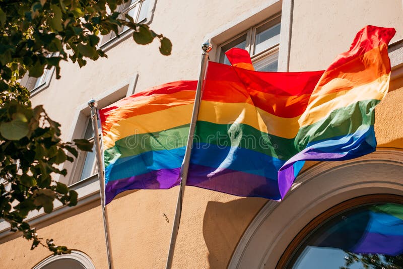 LGBT Flag Over the Building Stock Photo - Image of community, human ...