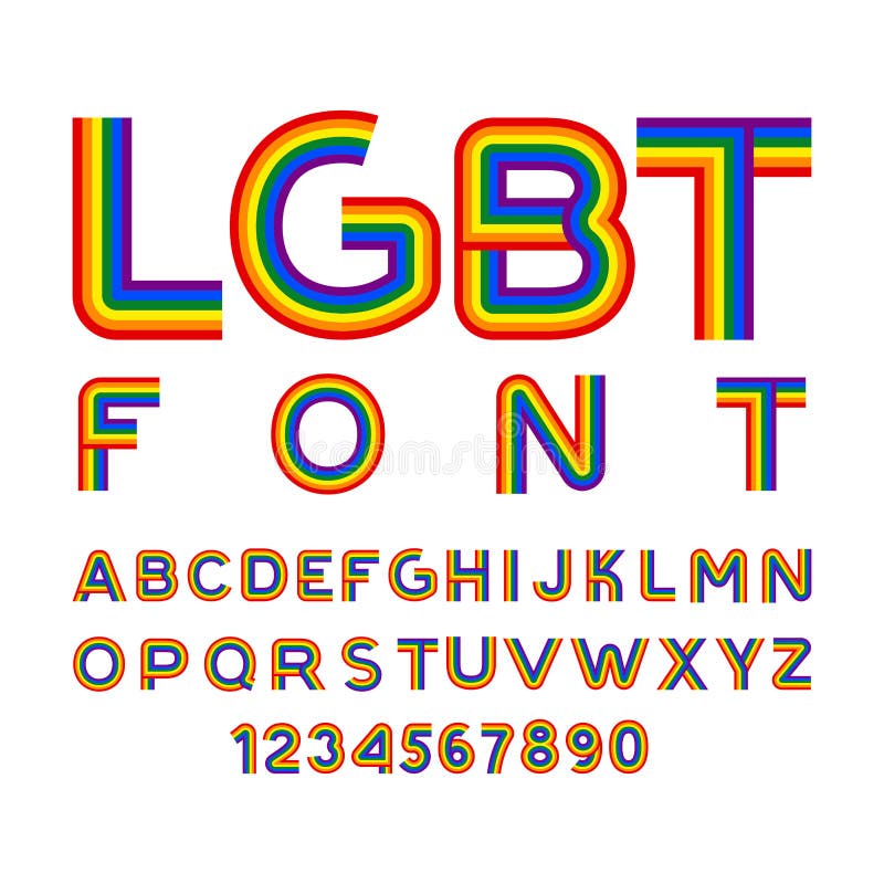 Lgbt Font Rainbow Letters Abc For Symbol Of Gays And Lesbians Stock