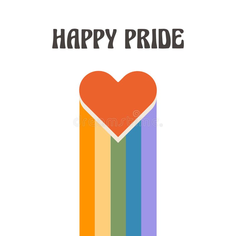 Lgbt Groovy Rainbow With Heart Happy Pride Month Greeting Card