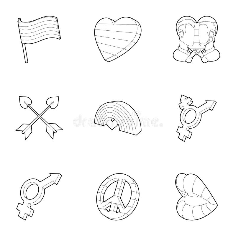 LGBT Icons Set, Outline Style Stock Vector - Illustration of object ...