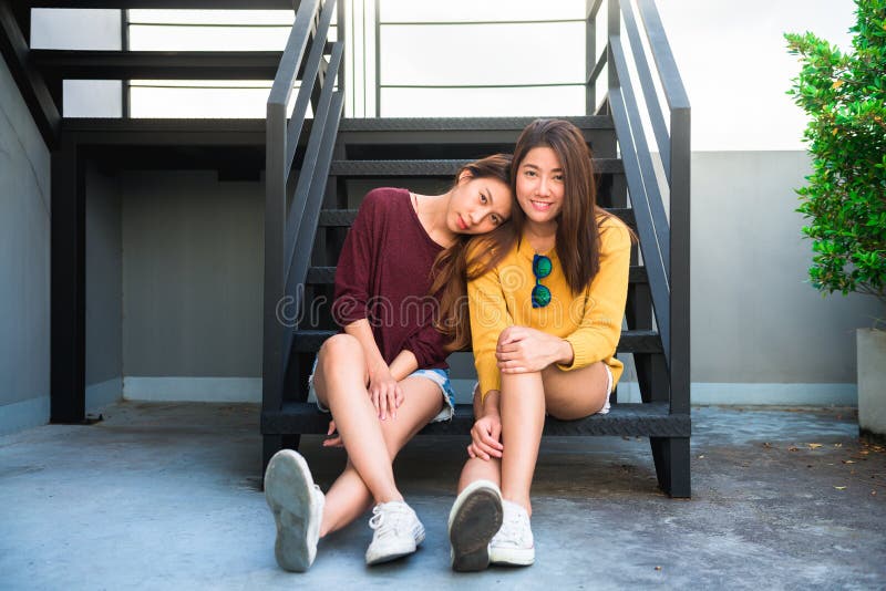 Lgbt Lesbian Women Couple Moments Happiness Lesbian Women Couple