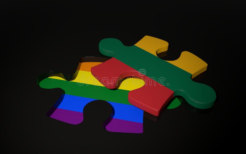 Lgbt And Lithuania Flag Like A Puzzle Piece Stock Illustration