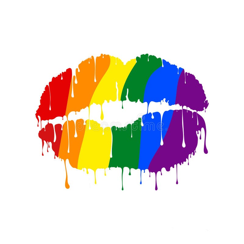 Lgbt Pride Sign In Vector Format Rainbow Lips Kiss Illustration