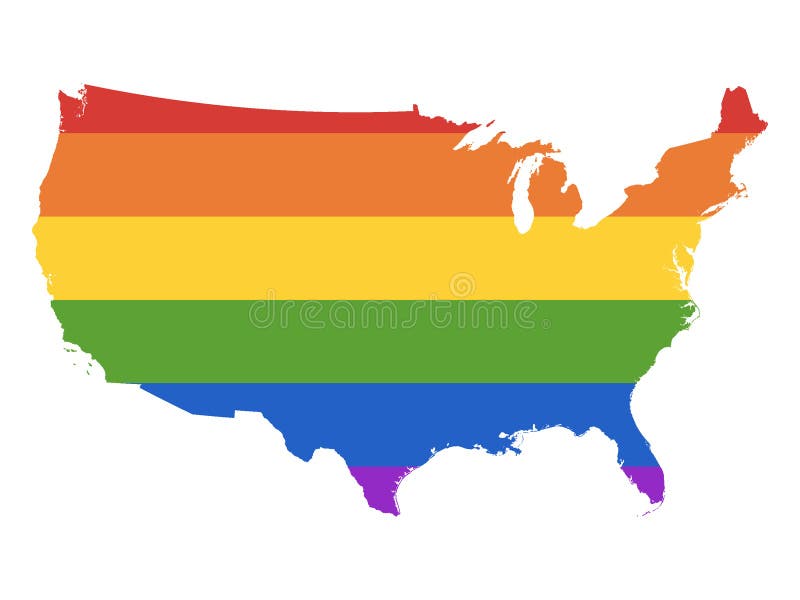 LGBT Rainbow Map of USA stock vector. Illustration of background ...