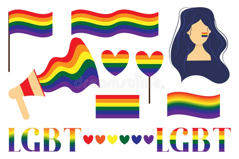 Lgbt Set A Set Of Elements For The Pride Month Stock Vector