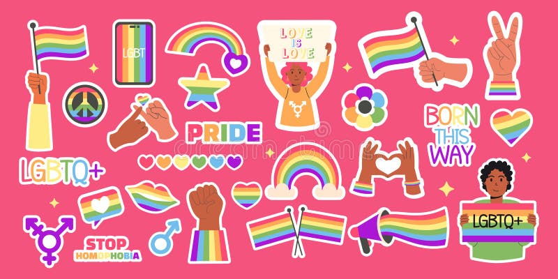 Lgbt Stickers Collection Pride Month Stock Vector - Illustration of ...