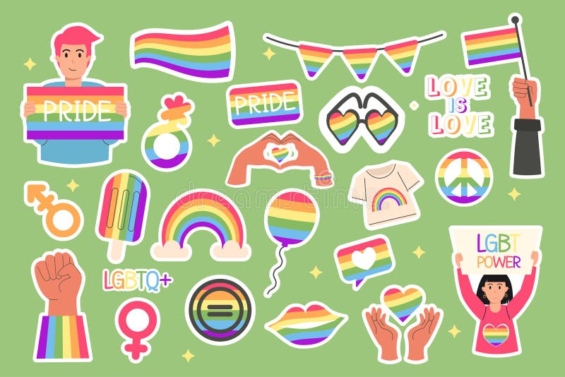 Lgbt Stickers Collection Pride Month Flat Style Stock Vector ...