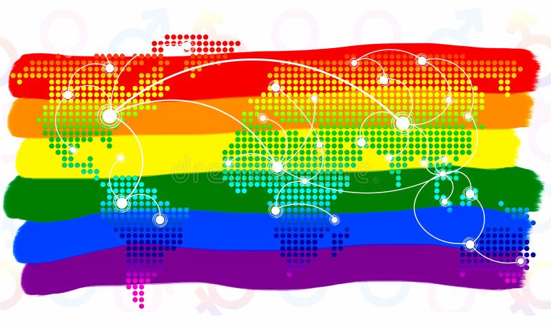 LGBT Symbol. the Color of Rainbow Flag and World Map Virtual Button on ...