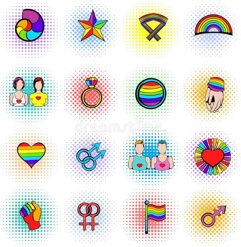 LGBT Icons Set, Pop-art Style Stock Vector - Illustration of sexuality ...