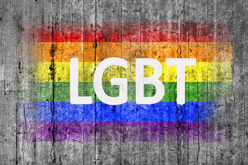 LGBT Word and LGBT Flag Painted on Background Texture Gray Concrete ...