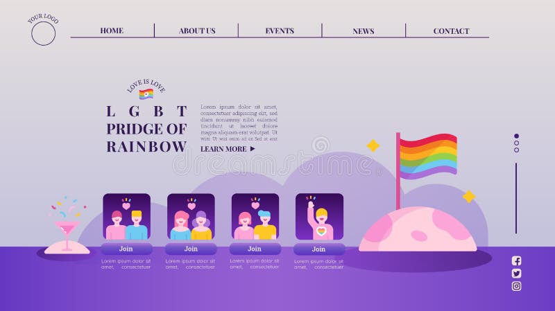 LGBTQ campaign web layout stock vector. Illustration of rainbow - 147380655