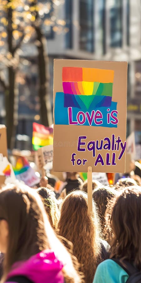LGBTQ+ Equality Protest Rally Stock Illustration - Illustration of ...