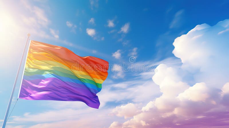 LGBTQ Flag Over the Colorful Sky Stock Image - Image of concept ...