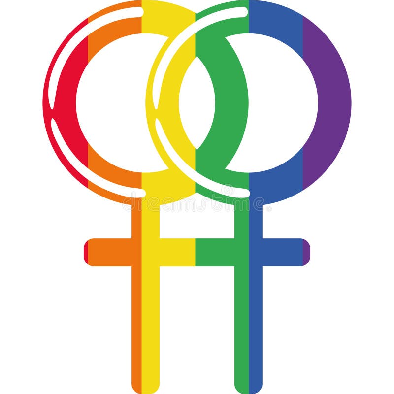 Lesbian Gender Symbol Line Icon Outline Vector Logo Stock Vector