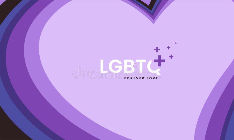 LGBTQ Plus Purple Rainbow Heart Shape Background Design for LGBTQ Pride ...