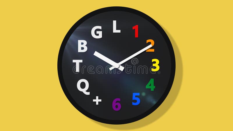Lgbtq Plus Sign on Wall Clock Face Stock Illustration - Illustration of ...