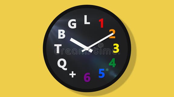 Lgbtq Plus Sign on Wall Clock Face Stock Illustration - Illustration of ...