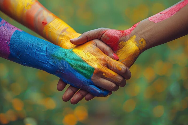LGBTQ Pride Hands Shaking, Symbolizing Unity and Acceptance within the ...