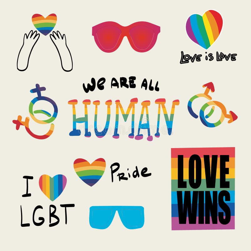 Lgbtq Pride Parade Set Vector Illustration Of A Gay Pride Parade Stock