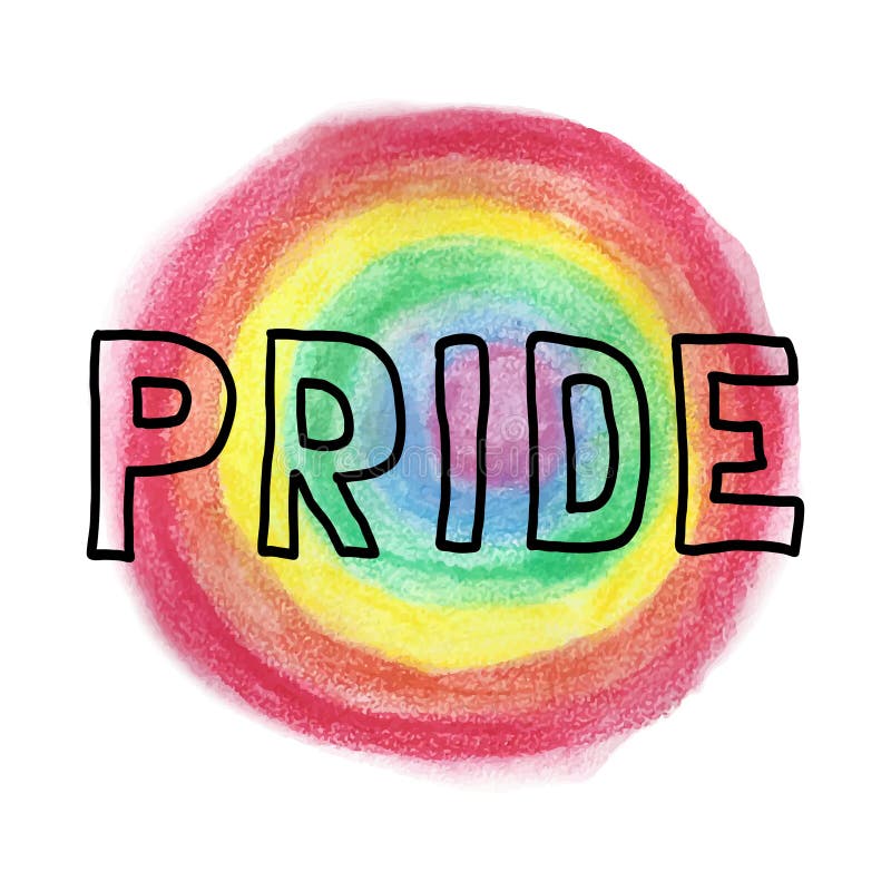 Pride Word on Hand Drawn LGBTQ Rainbow Coloured Circle Background Stock ...