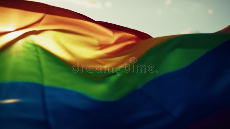 LGBTQ Rainbow Flag Waving at Sunset Stock Video - Video of lgbtq ...