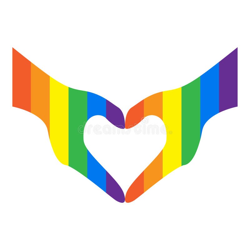 Lgbtq Rainbow Hands Heart Icon Homosexuality Concept Vector