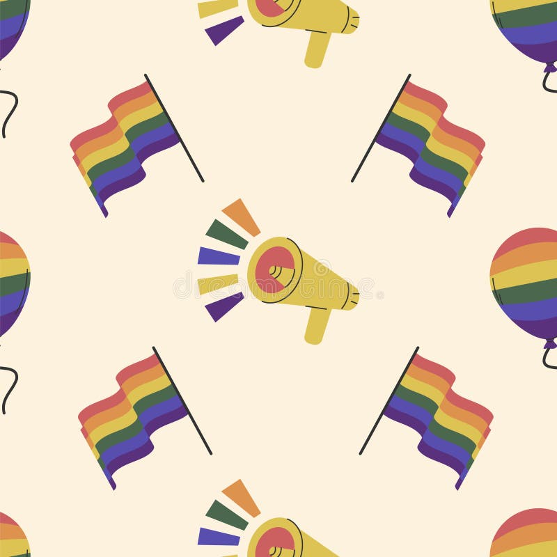 LGBTQ Seamless Pattern. Pride Parade with Rainbow Flag Stock Vector ...