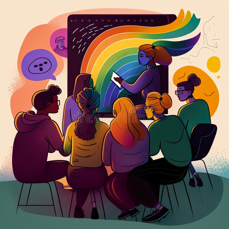 An LGBTQ+ Teacher Mentoring a Group of Students As they Work on a ...
