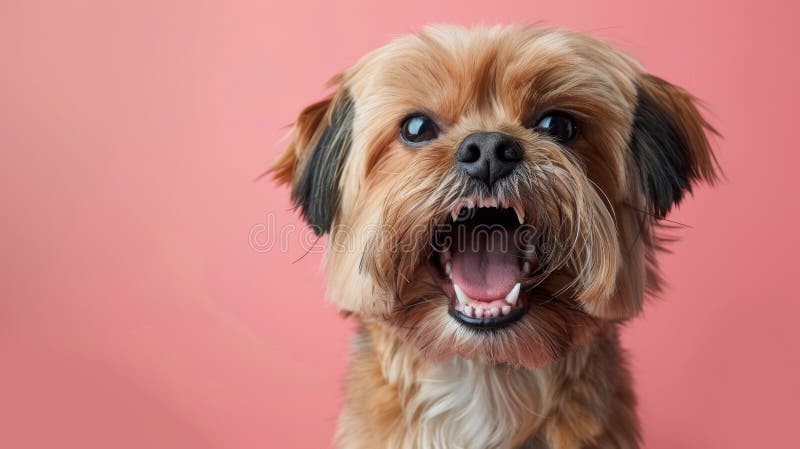 Lhasa Apso, Angry Dog Baring Its Teeth, Studio Lighting Pastel ...