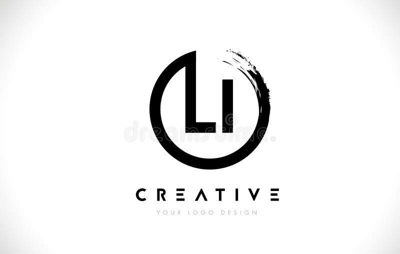 LI Letter Logo with Circle Brush Design and White Background Stock ...