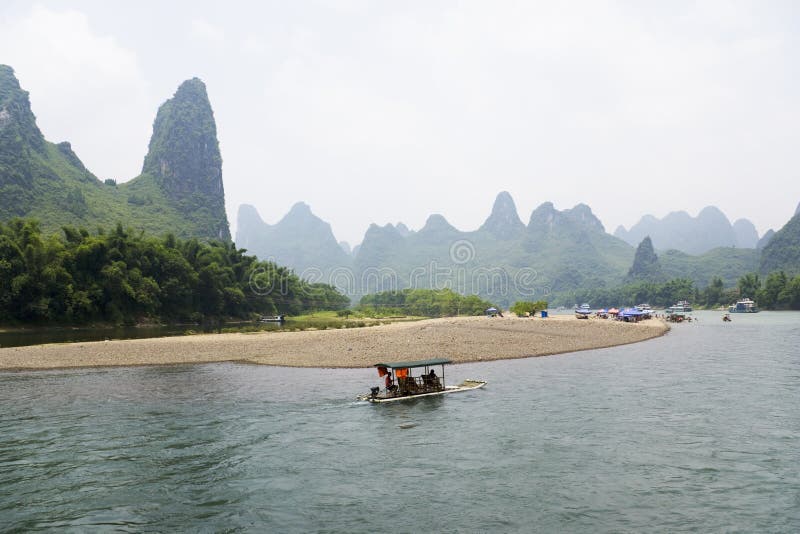 Li River and Karst Mountains of Guilin Stock Image - Image of river ...
